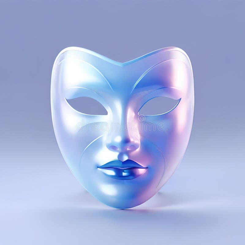 Icon of Masquerade Mask, Glossy Glass Style Stock Illustration ...