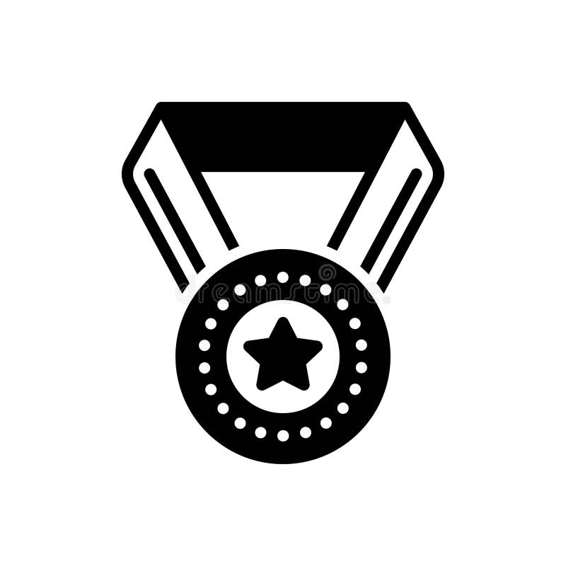 Black Solid Icon for Medal, Award and Winner Stock Vector ...