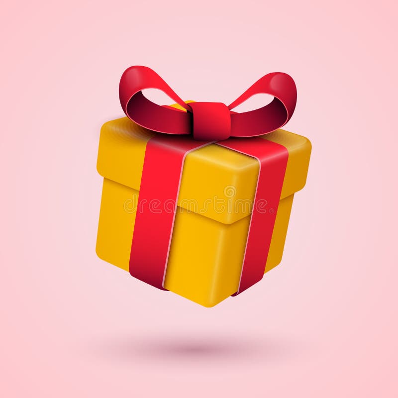 Yellow Package or Gift with Red Ribbon Illustration Stock Vector ...