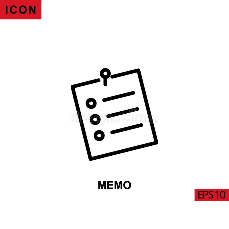 Icon Memo. Outline, Line or Linear Vector Icon Symbol Sign Collection ...
