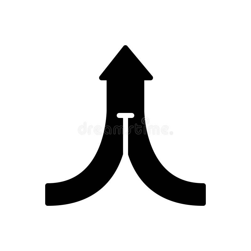 Black Solid Icon for Merge, Road and Street Stock Vector - Illustration ...