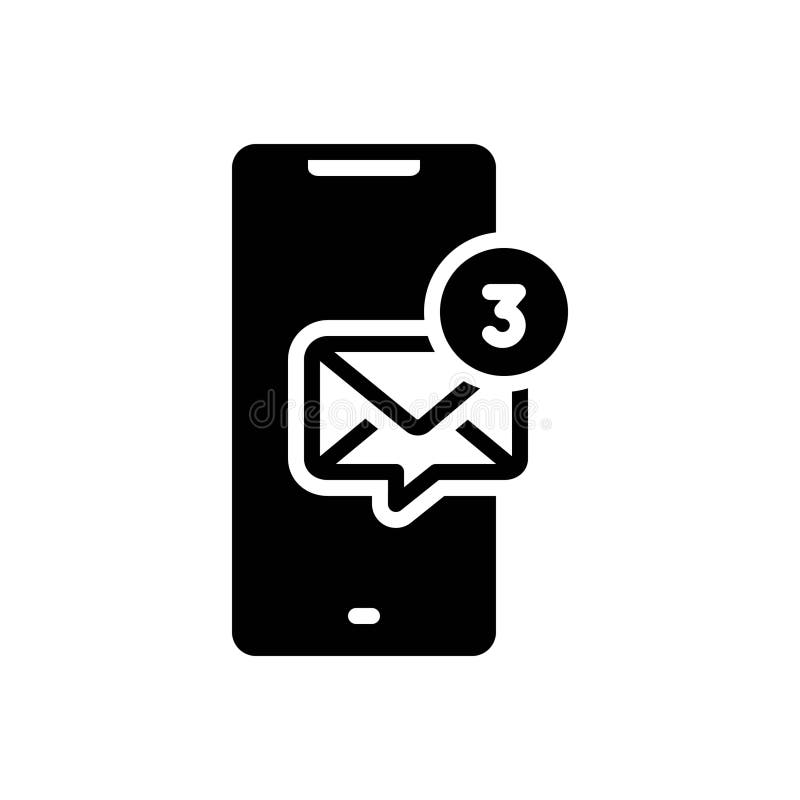 Black Solid Icon for Messages, Intimation and Receive Stock Vector ...