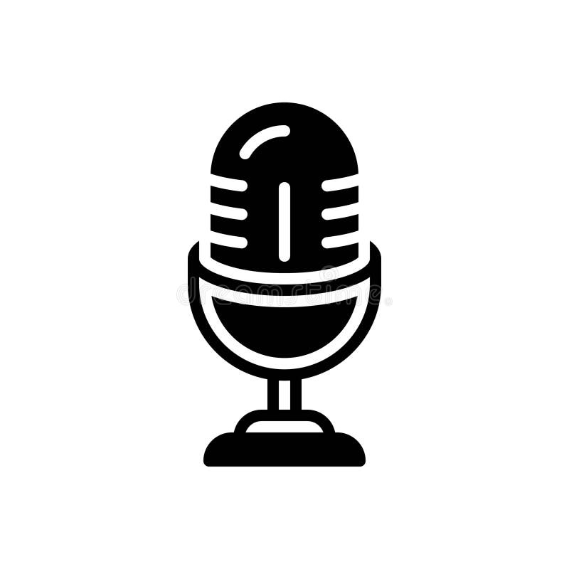 Black Solid Icon for Microphone, Audio and Sound Stock Illustration ...