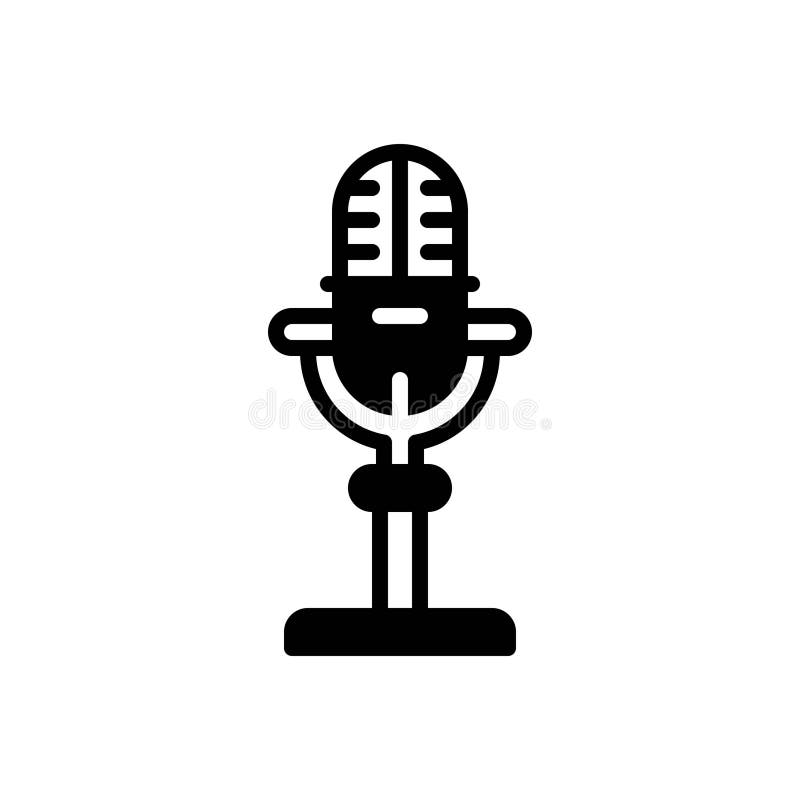 Black Solid Icon for Microphone, Podcast and Voice Stock Vector ...