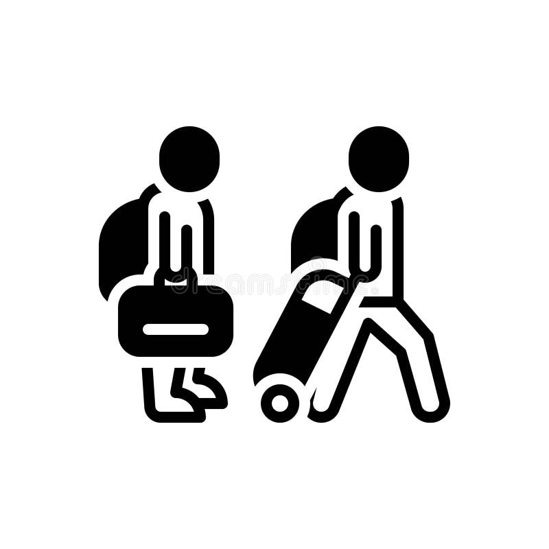 Black Solid Icon for Migration, Dwelling Abroad and Emigration Stock ...