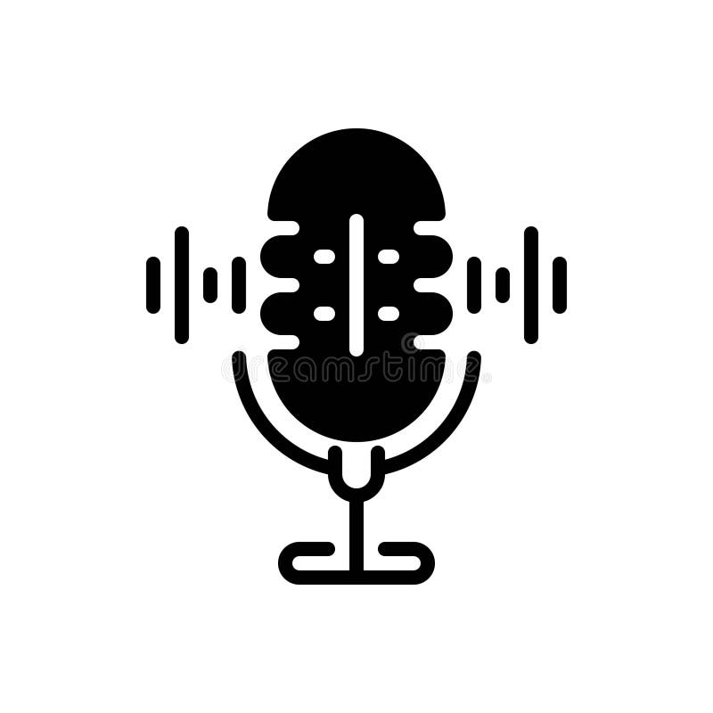 Black Solid Icon for Mike, Microphone and Record Stock Illustration ...
