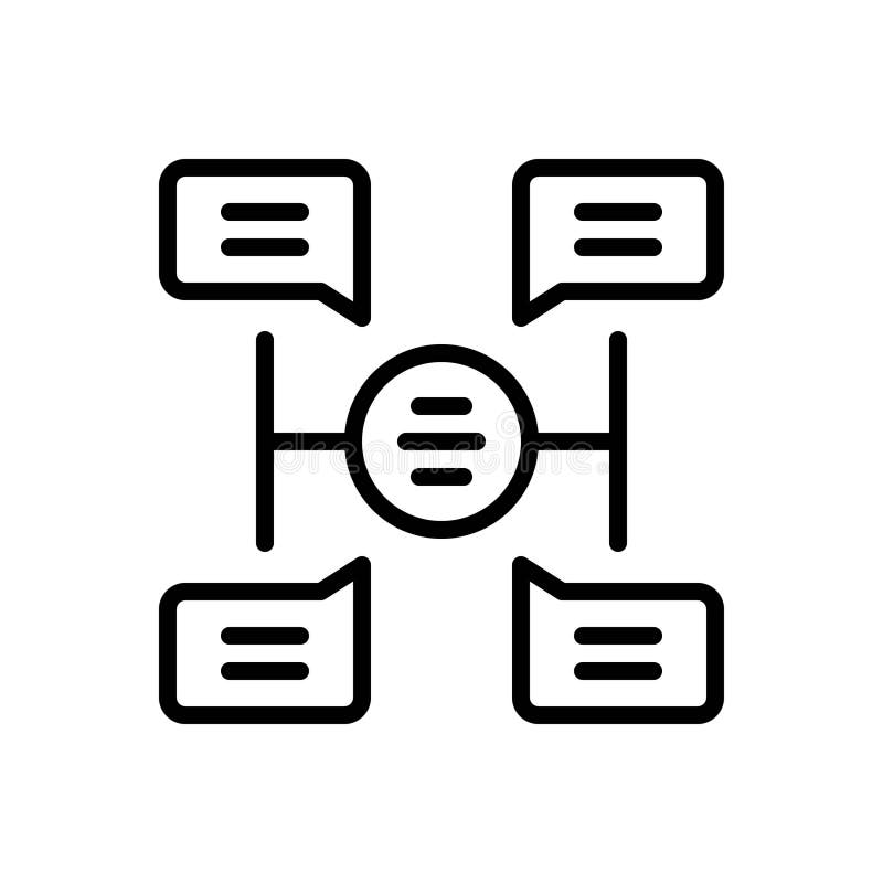 Black Line Icon for Mind Map, Connected and Workflow Stock Vector ...