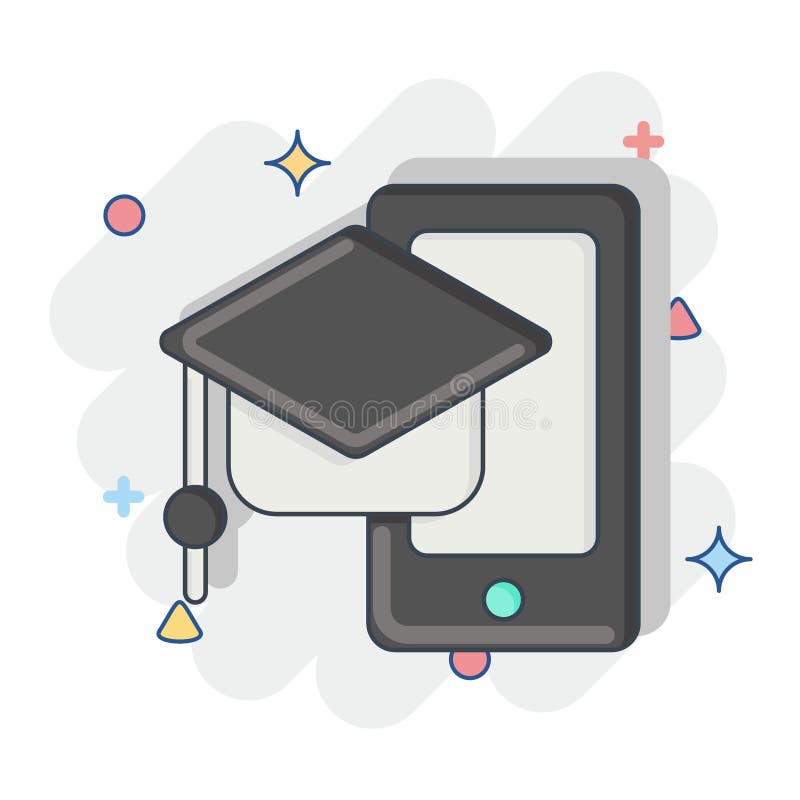 Icon Mobile Learning. Related To Education Symbol. Comic Style. Simple ...