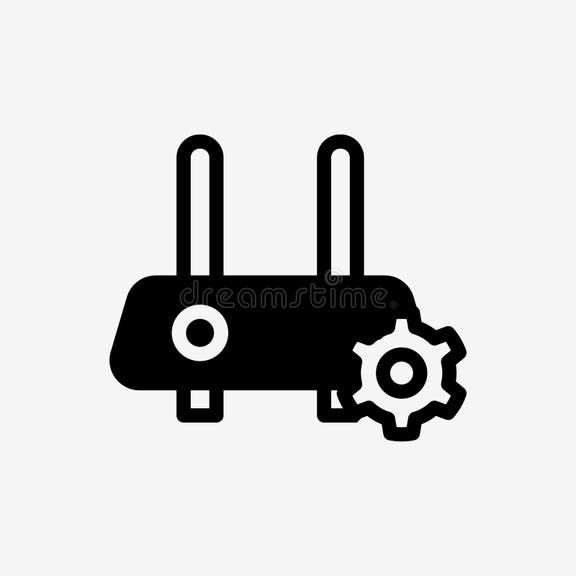 Icon Modem Internet Setting Gear Symbol. Stock Vector - Illustration of ...