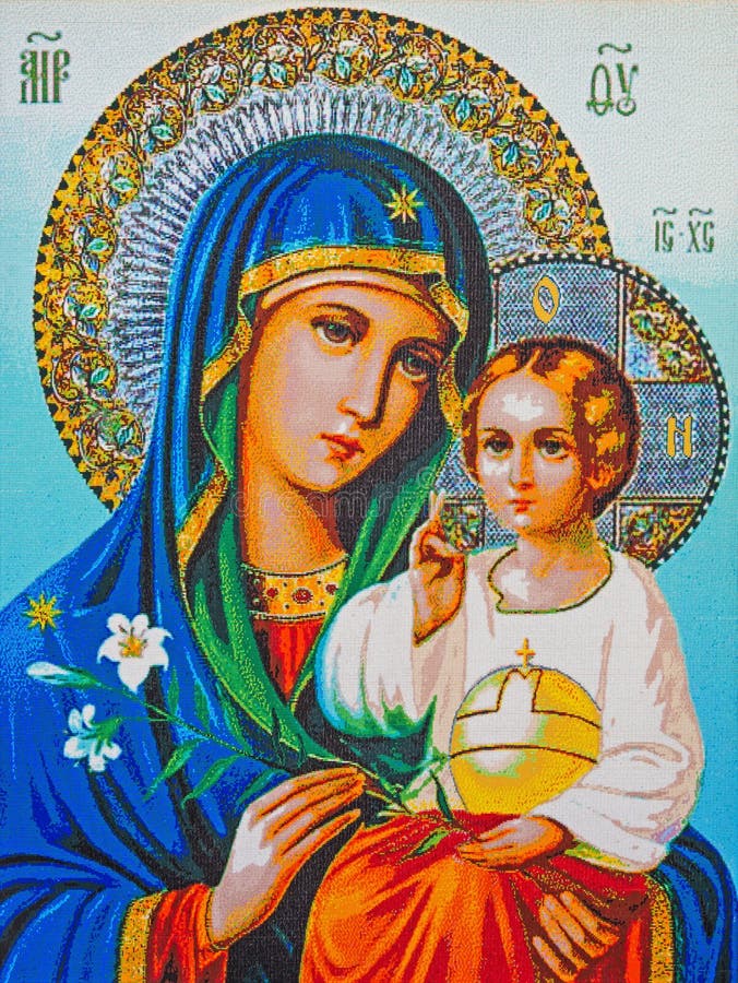 Icon of Mother of God and Jesus Stock Photo - Image of orthodoxy ...