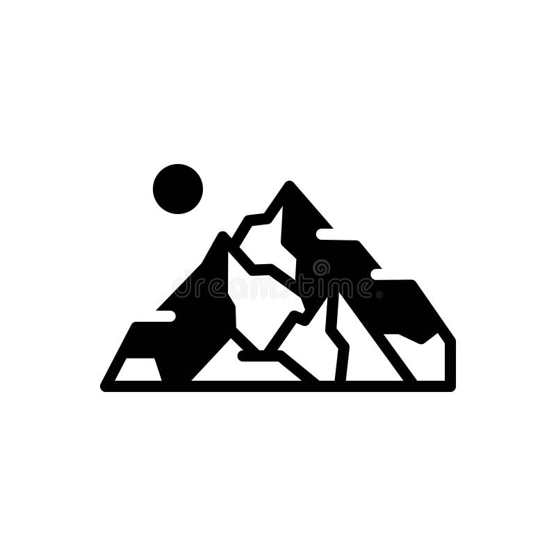 Black Solid Icon for Mountains, Hill and Peak Stock Vector ...