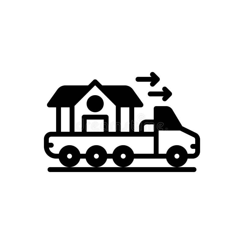 Black Solid Icon for Moving, Movable and Truck Stock Illustration ...