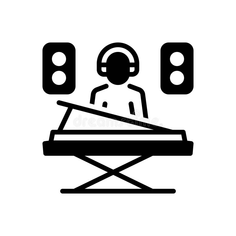 Black Solid Icon for Music Composer, Pianoforte and Song Stock ...