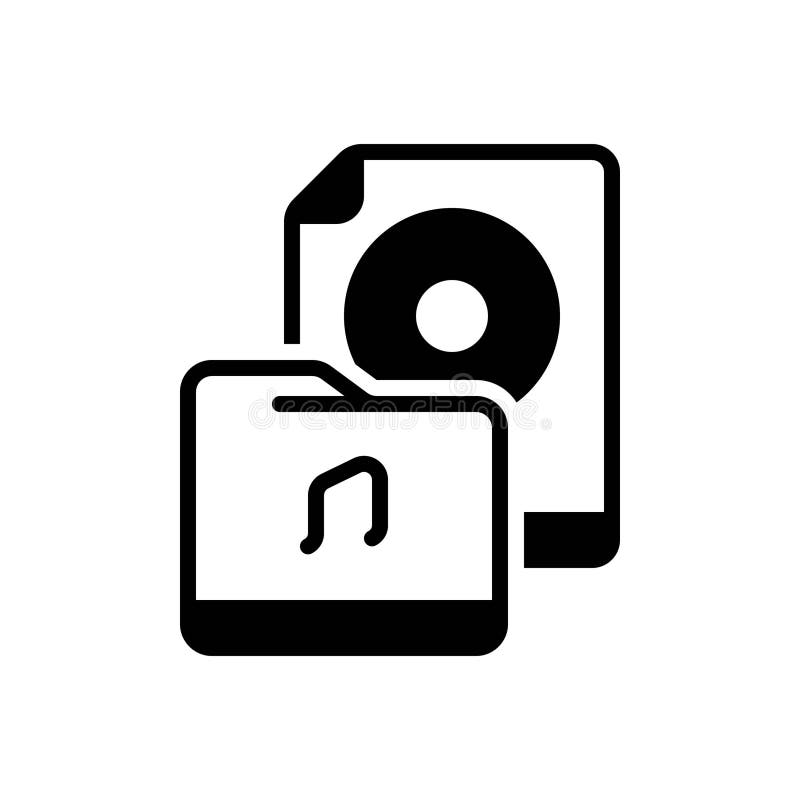 Black Solid Icon for Music File, Music and Folder Stock Vector ...