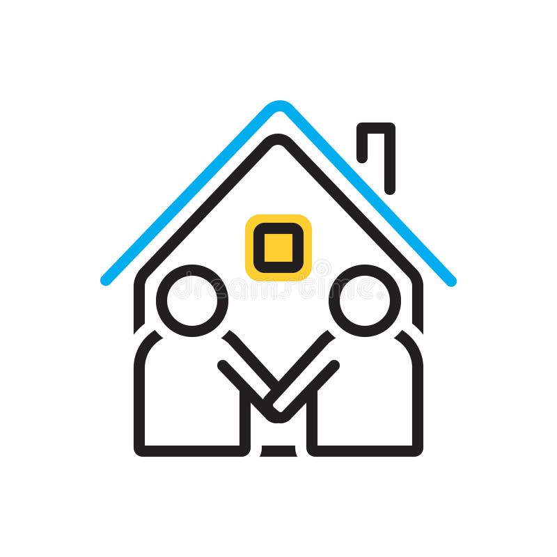 Multi Color Icon for Neighbor, Vicinal and Neighbour Stock Illustration ...