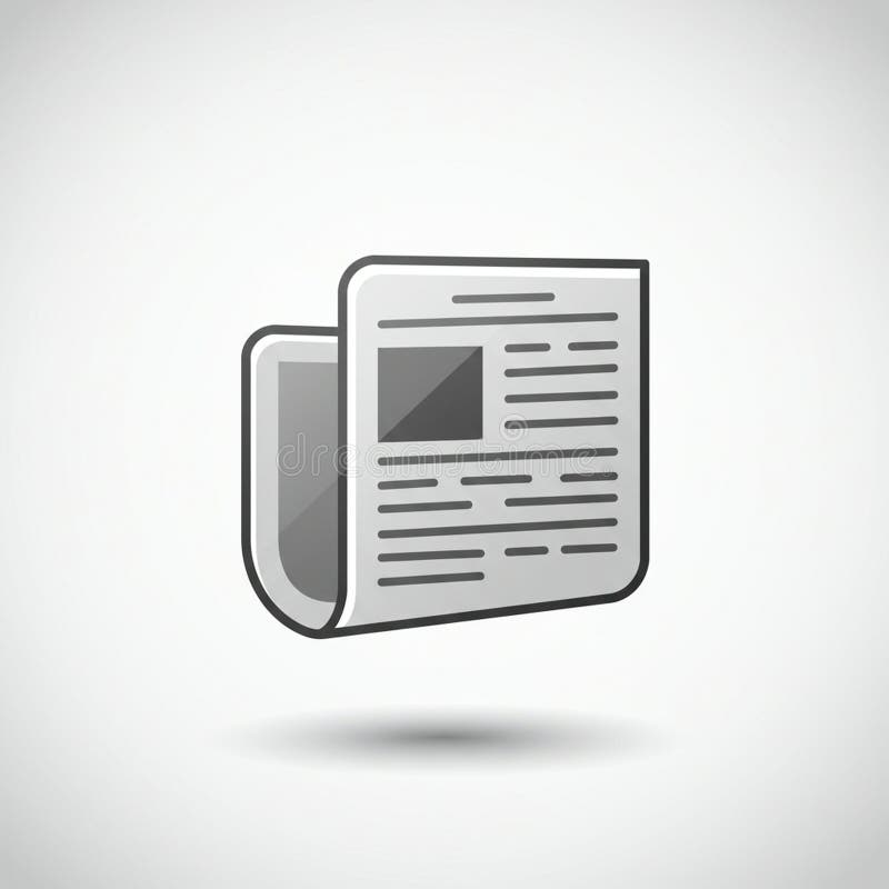 Icon of a Newspaper with Folded Pages, Depicted in a Minimalist Style ...