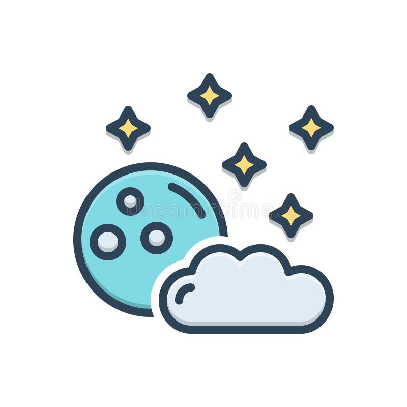 Color Illustration Icon for Night, Dark and Sunset Stock Illustration ...