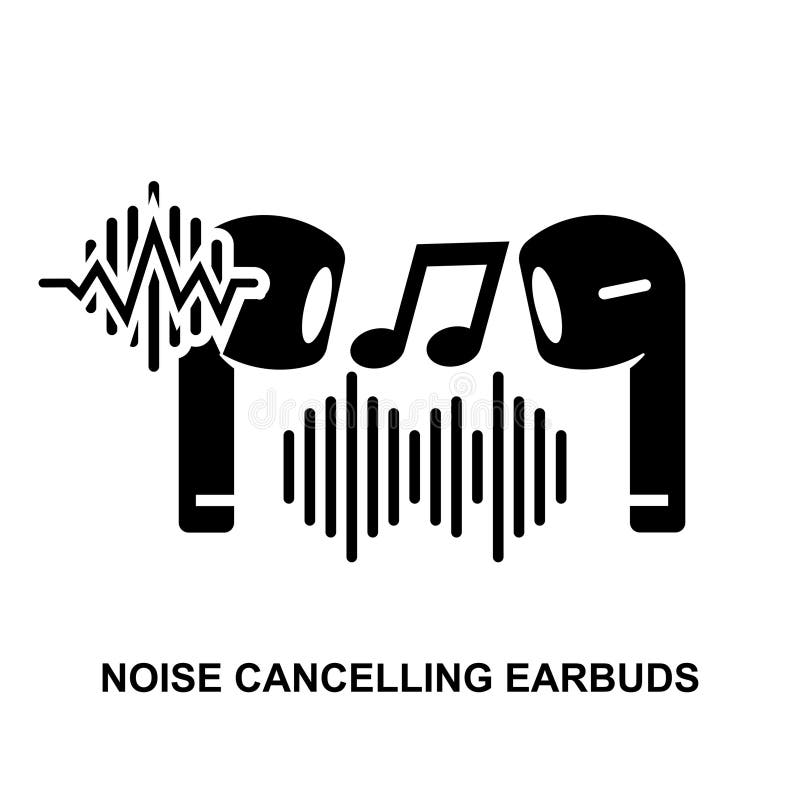 Noise Cancelling Earbuds Icon. Hearing Protection Isolated on ...