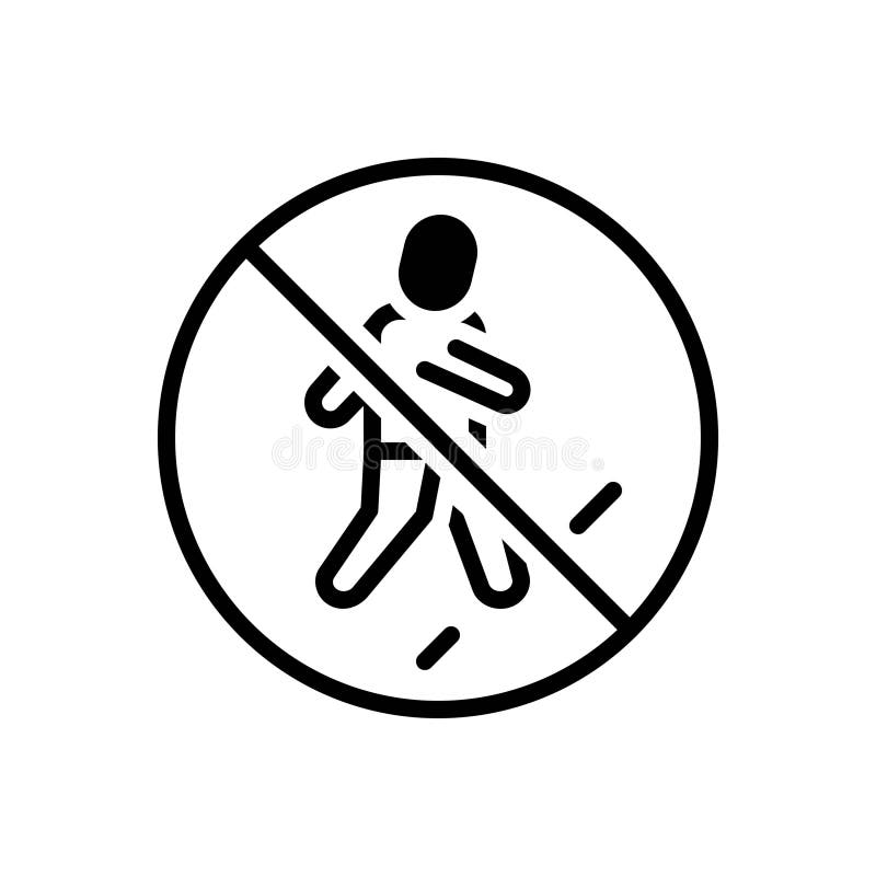Black Solid Icon for Not Allowed, Pedestrian and Stop Stock ...