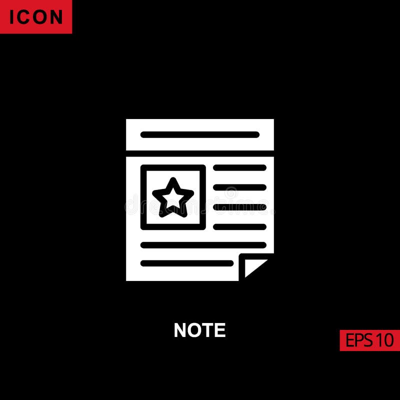 Icon Note. Outline, Line or Linear Vector Icon Symbol Sign Collection ...