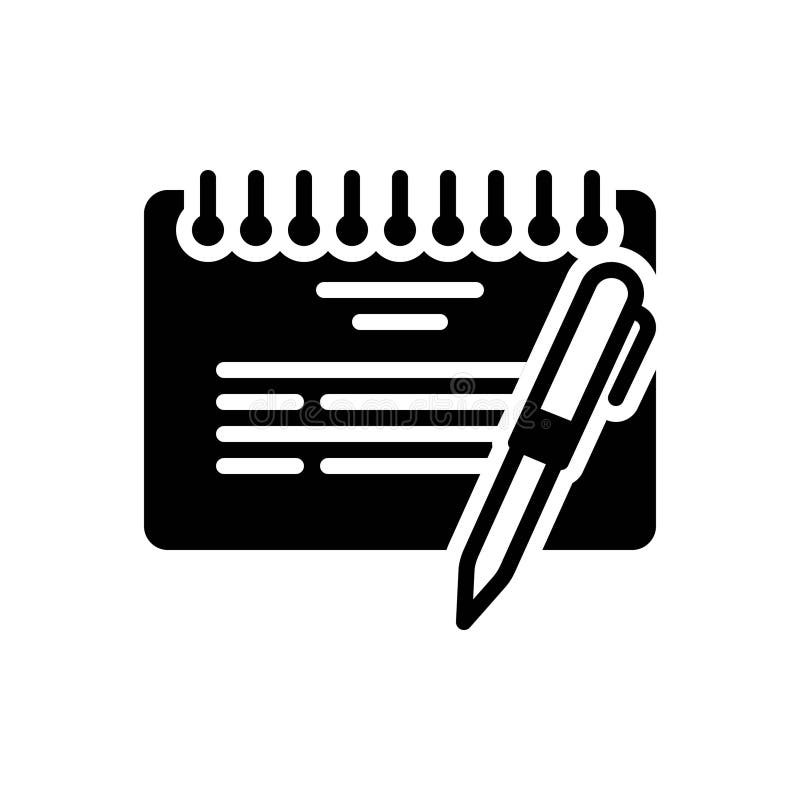 Black Solid Icon for Note, Notice and Letter Stock Illustration ...