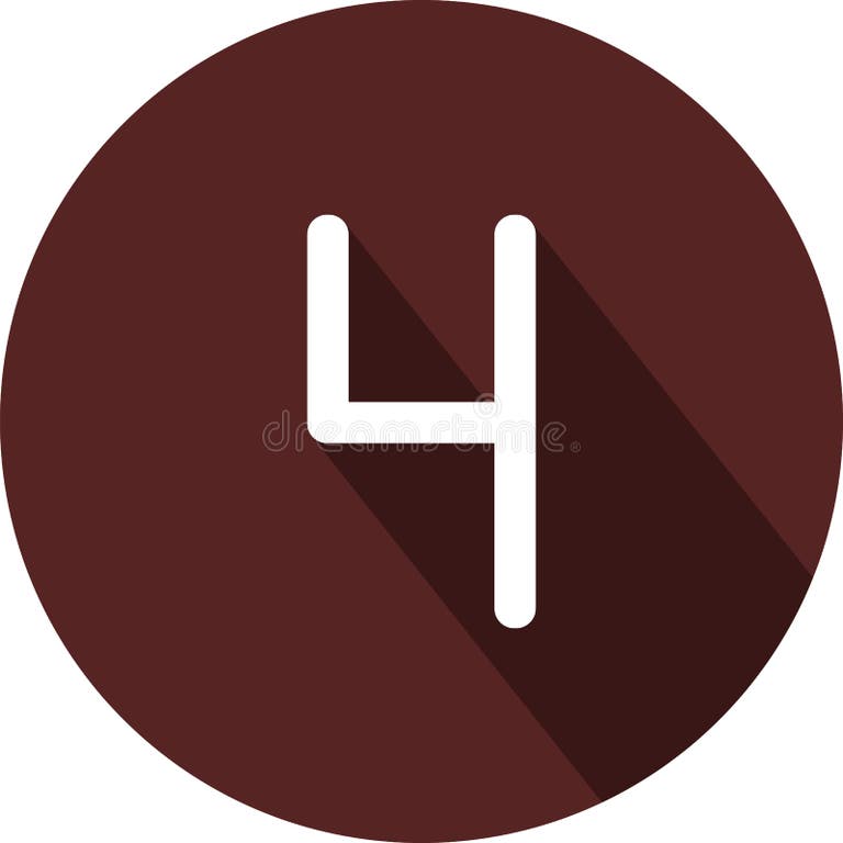 Icon with the Number Four on a Circle of Maroon, Vector Image Stock ...