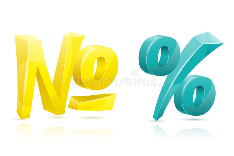 Icon Number and Percentage Mark Sign Graphic Elements for Design Vector ...