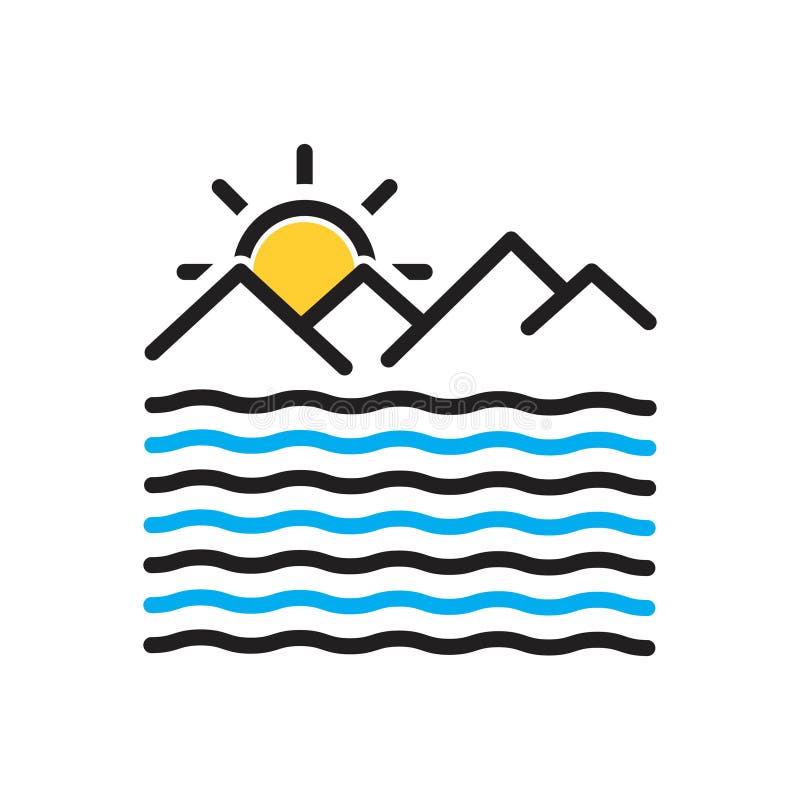 Multi Color Icon for Ocean, Briny and River Stock Illustration ...