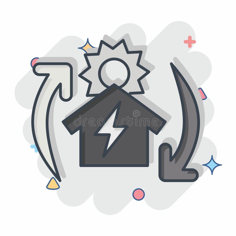 Icon Off the Grid. Related To Solar Panel Symbol. Comic Style Stock ...