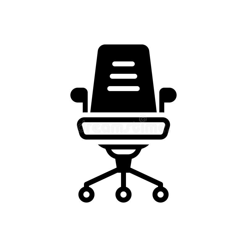 Black Solid Icon for Office Chair, Back Support and Comfortable Stock ...
