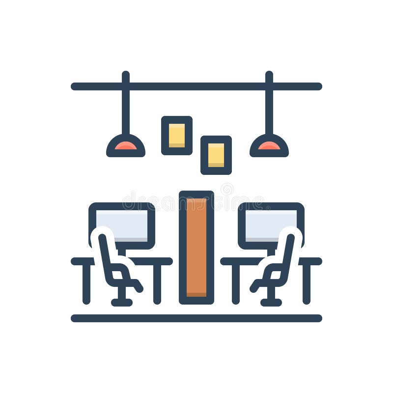 Color Illustration Icon for Office, Place Work and Workplace Stock ...