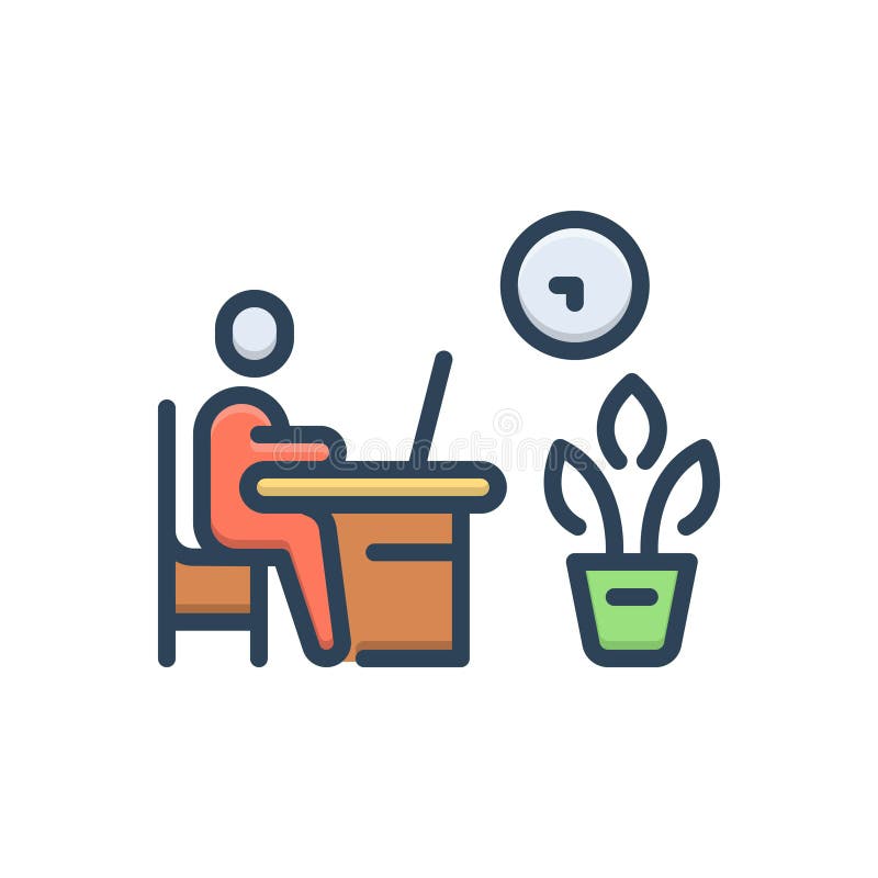 Color Illustration Icon for Office Work, Office and Employee Stock ...