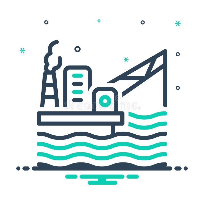 Mix Icon for Oil Platform, Offshore and Development Stock Vector ...