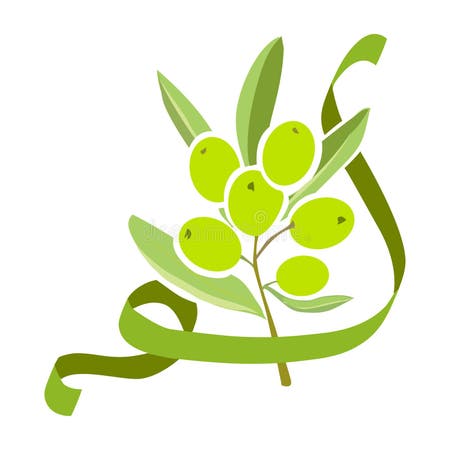 Icon Olive Branch with Ribbon Stock Vector - Illustration of retro ...