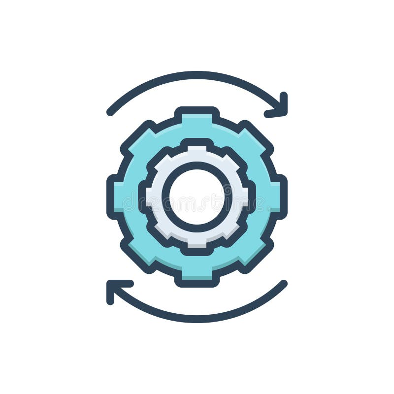 Color Illustration Icon for Ongoing, Under Way and Cogwheel Stock ...