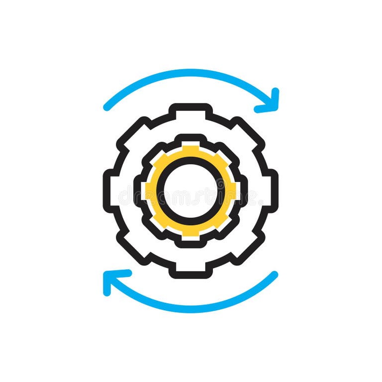 Multi Color Icon for Ongoing, Proceeding and Cogwheel Stock ...