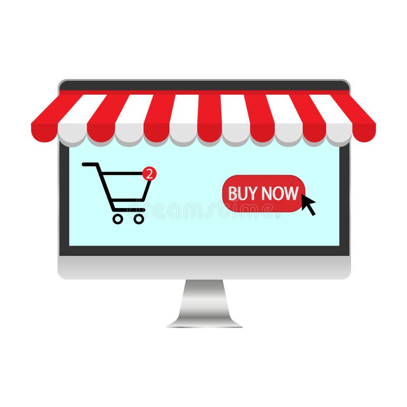 Icon with Online Shopping Icon. Laptop Computer Technology. Vector ...