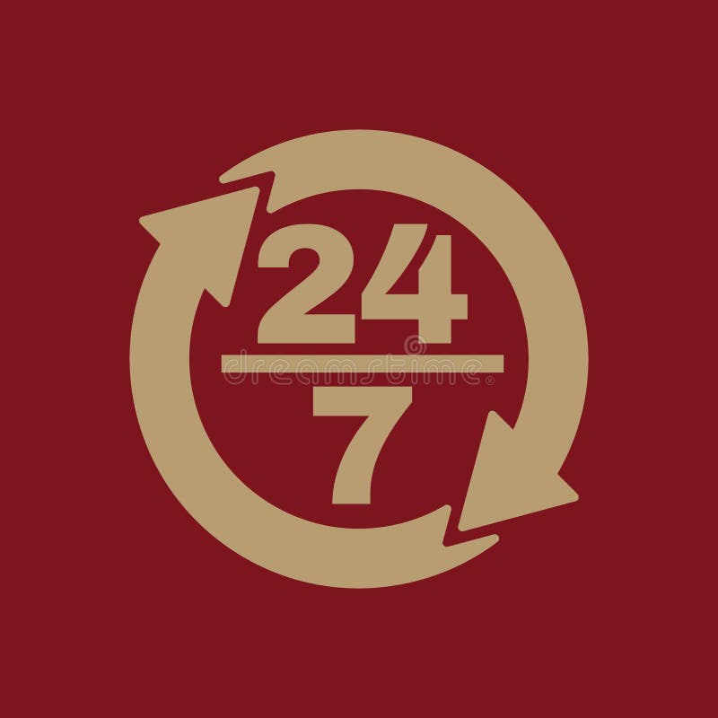 The 24 7 Icon. Open and Assistance, Support Symbol Stock Vector ...