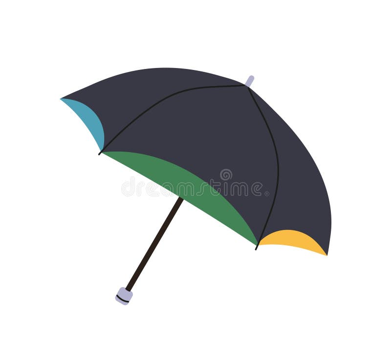 Icon of Open Black Umbrella with Colored Elements. Foldable Parasol for ...