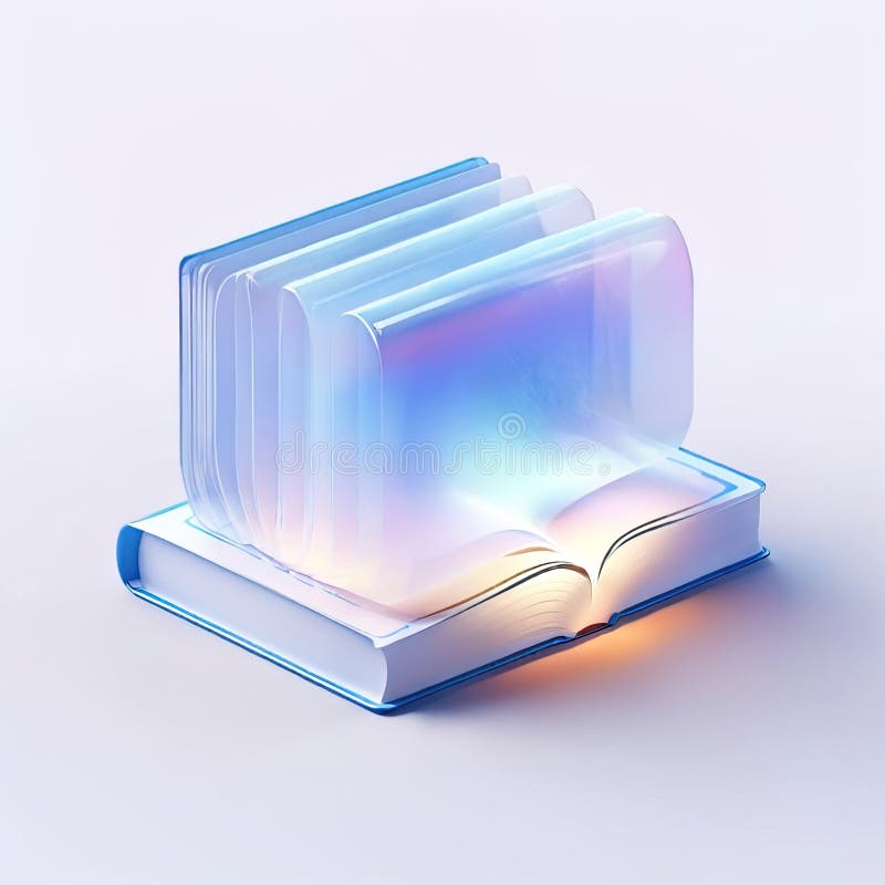Icon of Open Book, Glossy Glass Style Stock Illustration - Illustration ...