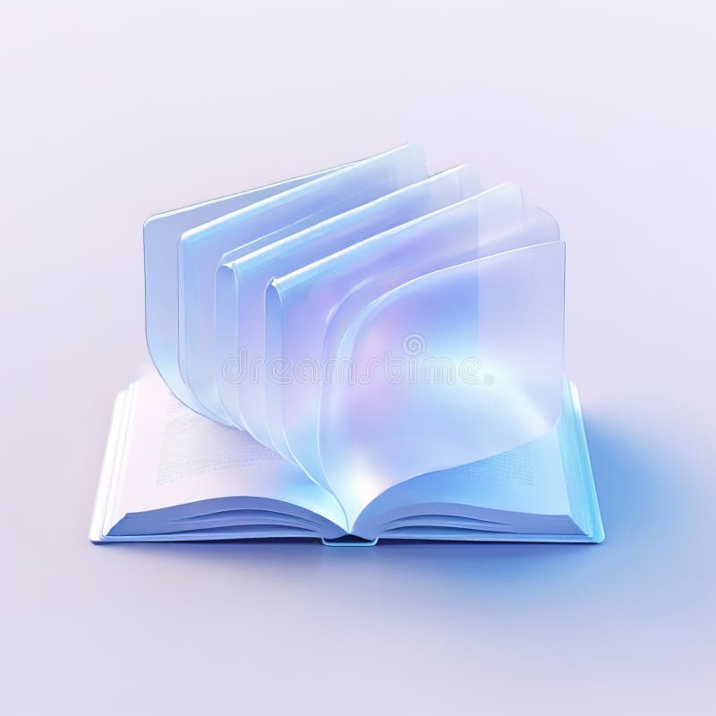 Icon of Open Book, Glossy Glass Style Stock Illustration - Illustration ...