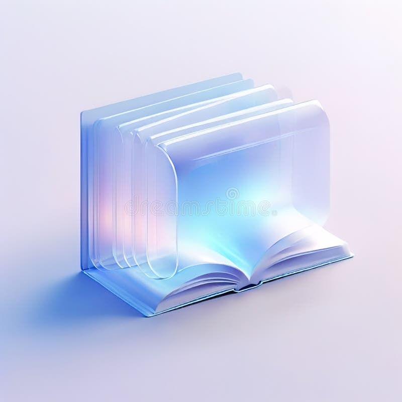 Icon of Open Book, Glossy Glass Style Stock Illustration - Illustration ...
