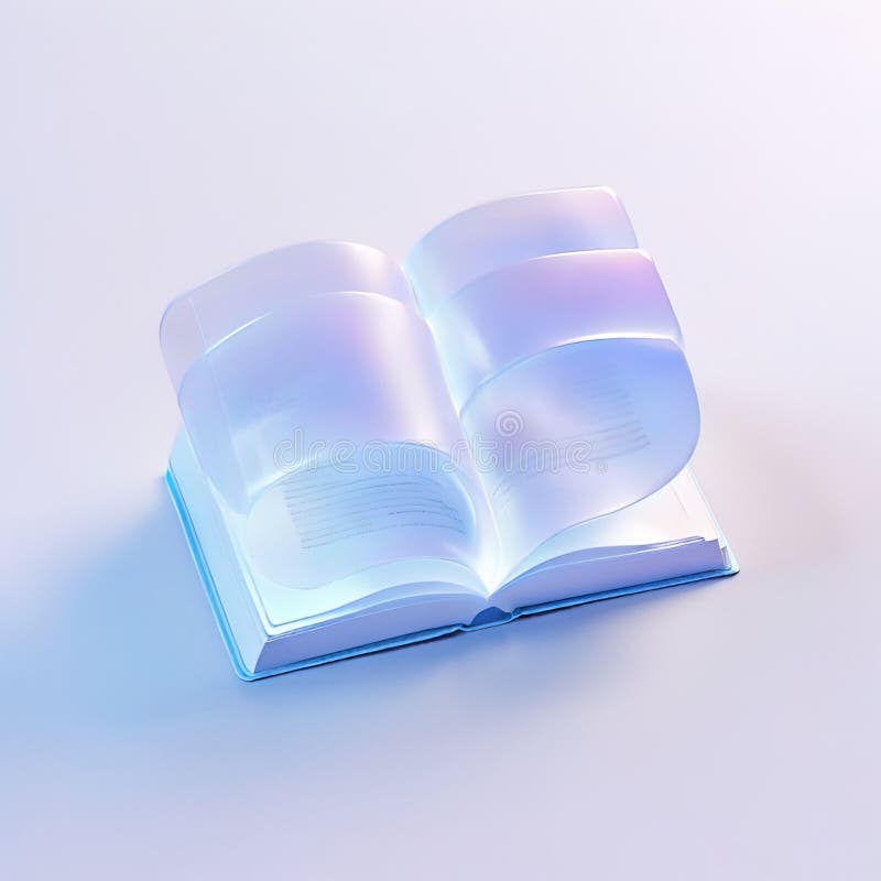 Icon of Open Book, Glossy Glass Style Stock Illustration - Illustration ...