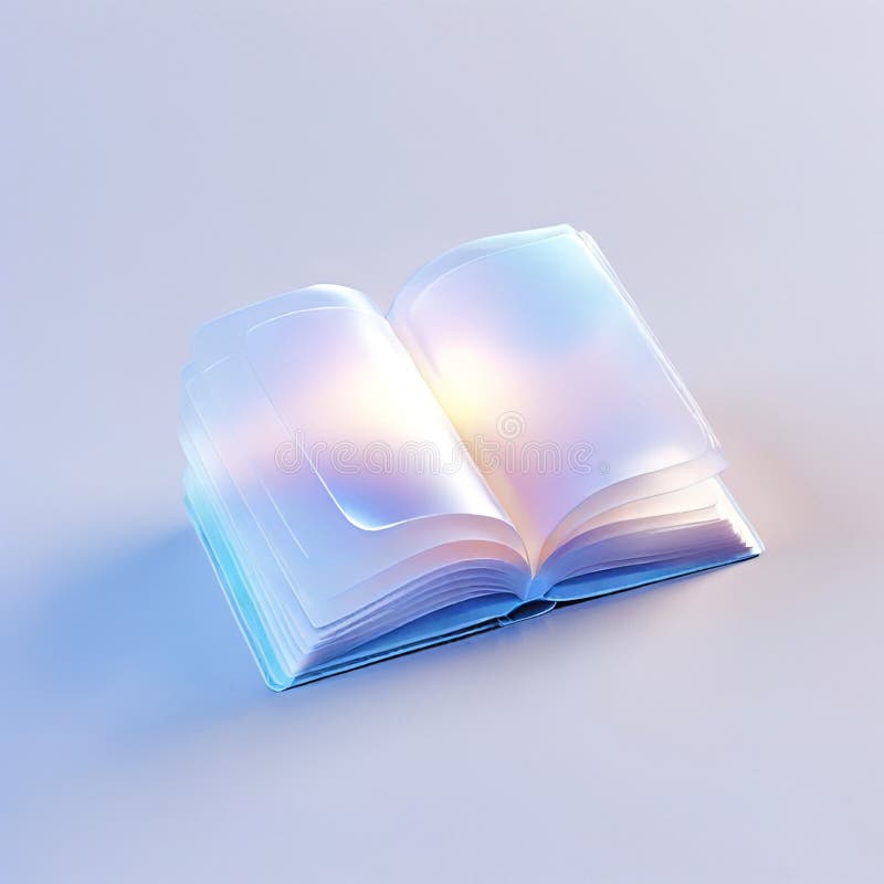 Icon of Open Book, Glossy Glass Style Stock Illustration - Illustration ...