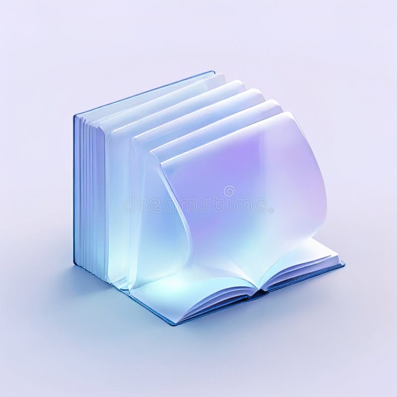 Icon of Open Book, Glossy Glass Style Stock Illustration - Illustration ...