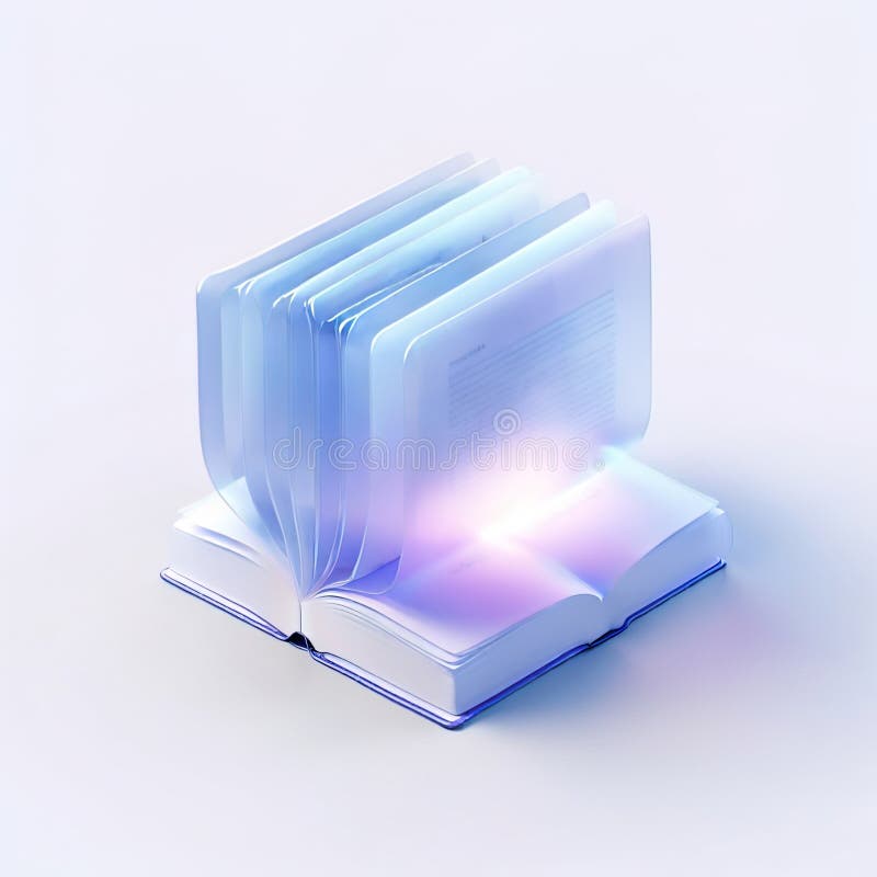 Icon of Open Book, Glossy Glass Style Stock Illustration - Illustration ...