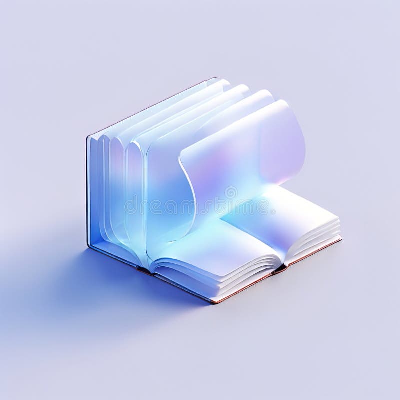 Icon of Open Book, Glossy Glass Style Stock Illustration - Illustration ...