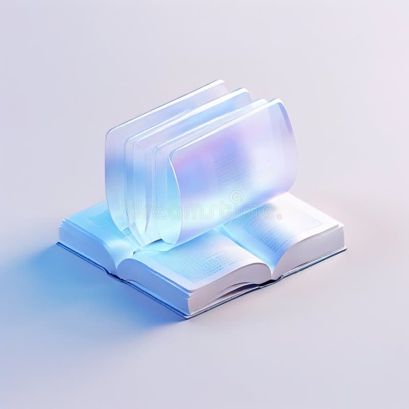 Icon of Open Book, Glossy Glass Style Stock Illustration - Illustration ...