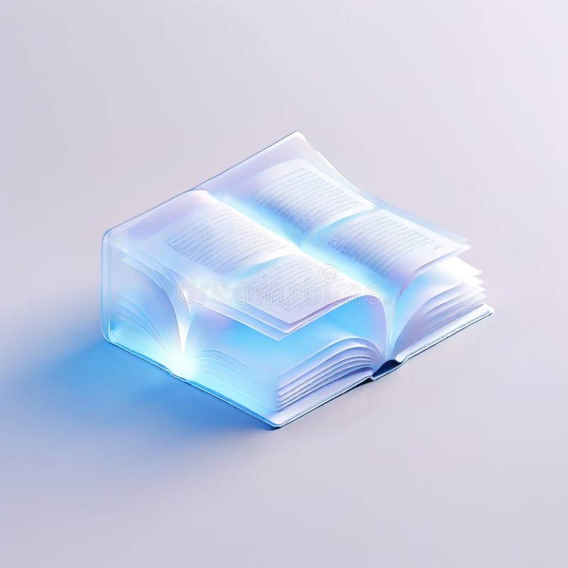 Icon of Open Book, Glossy Glass Style Stock Illustration - Illustration ...