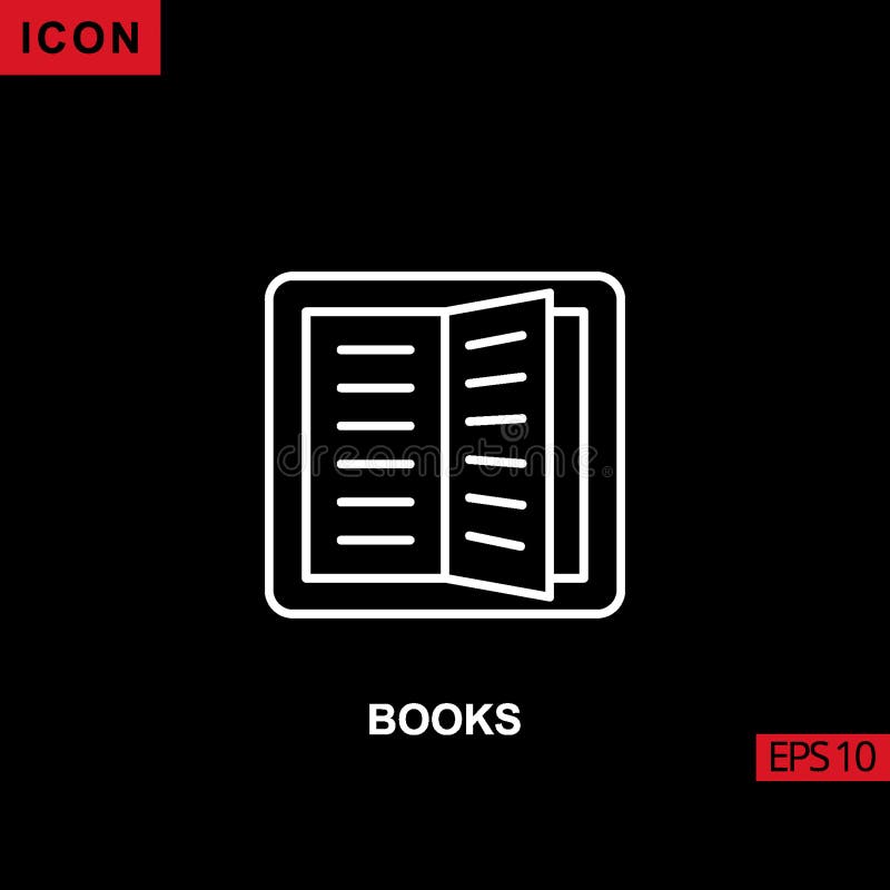 Icon Open Book Vector on Black Background Stock Vector - Illustration ...